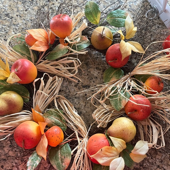 Holiday | Autumn Harvest Wreath With Apples Pears And Leaves | Poshmark